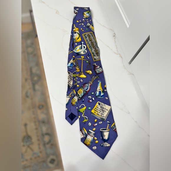 Accessories | Apothecary Print Silk Tie Pharmacy Medical Theme 10 Silk ...